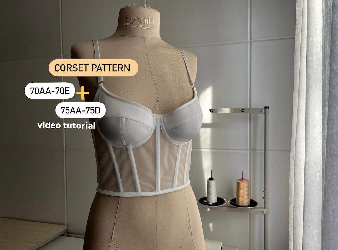 Pattern for Sewing Transparent Corset With Cups. Sheer Bustier, Corset ...