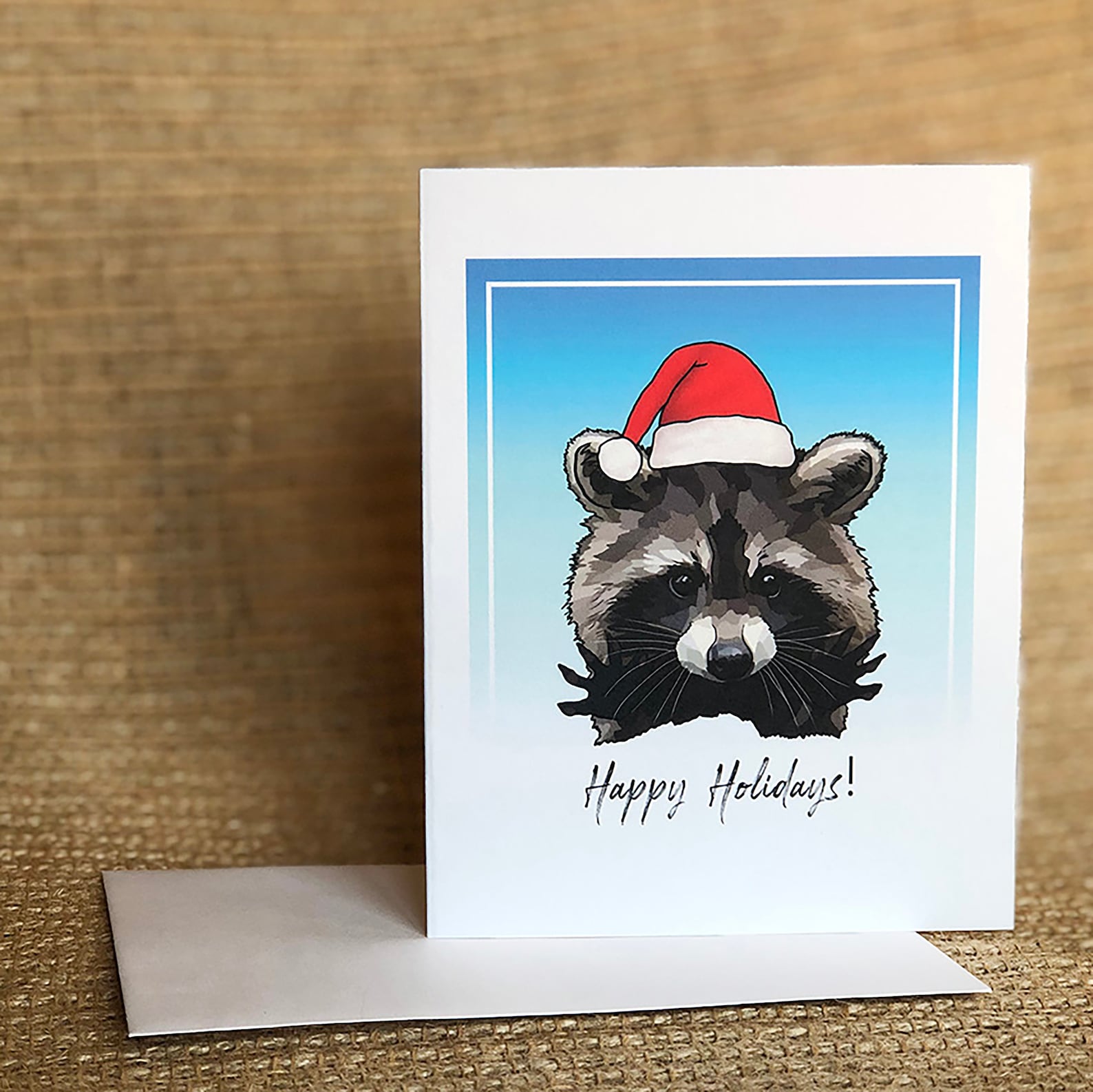 Raccoon Christmas Card "happy Holidays!" - Etsy
