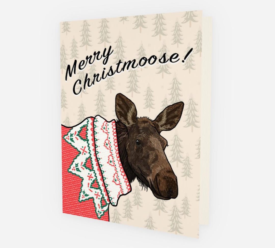 Merry Christmoose Greeting Card - Etsy