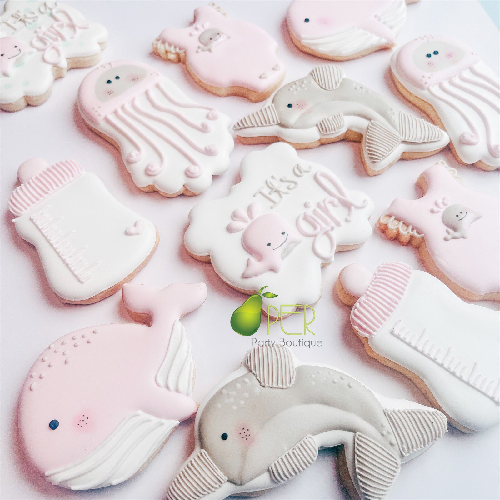 Under the Sea Baby Shower Cookies, Vanilla-citrus Royal Icing, 12 Count ...