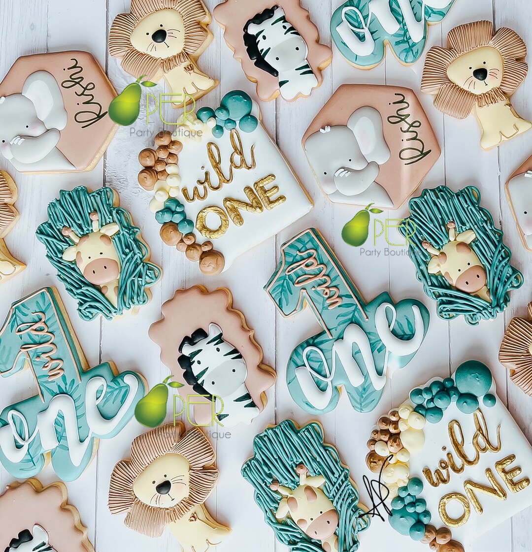 24 Cookies Wild One First Birthday Cookies First Birthday Safari ...