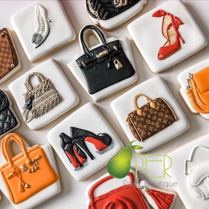 24 Cookies Fashion Birthday Cookies Purse and Show Sugar Cookies ...
