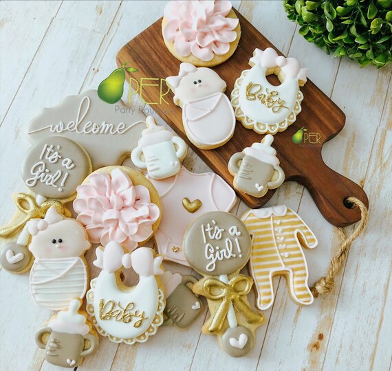 Baby Shower Cookies Welcome Baby Girl Cookies - Etsy