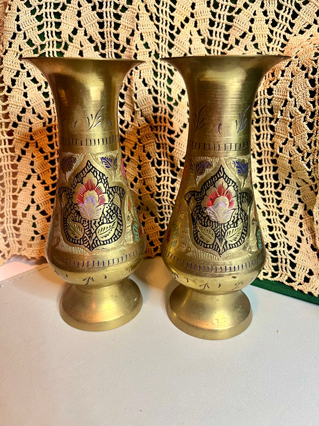 Vintage Antique Brass Miniature Vases - Etsy