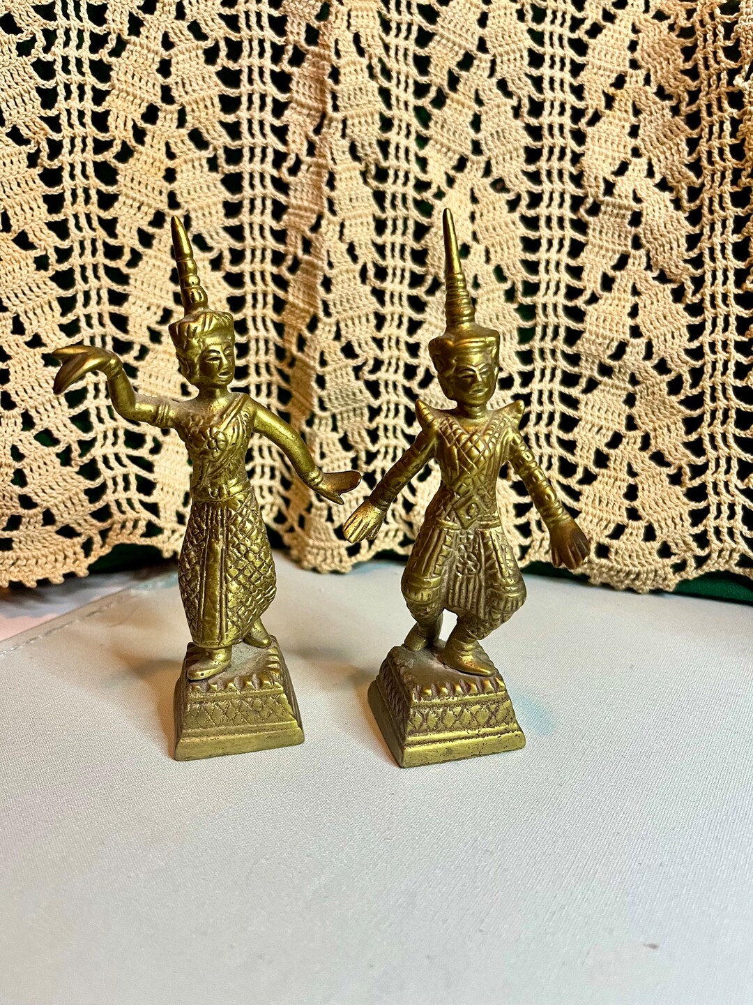 Vintage Brass Antique Thai Siam Temple Dancer Statues - Etsy