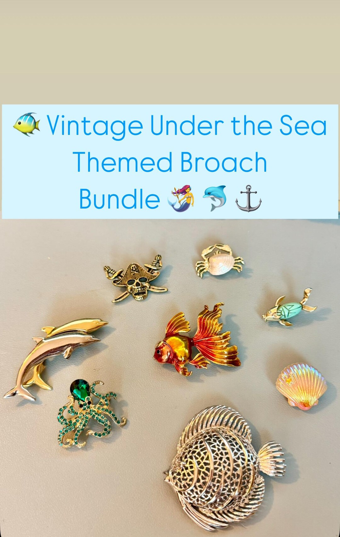 Vintage Under the Sea Themed Broach Brooch Pin Bundle Gift Set - Etsy