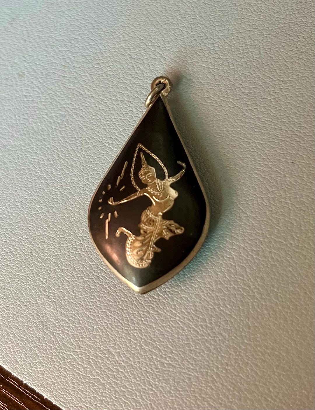 Vintage Sterling Silver Siam Thai Goddess Dancer Teardrop Double Sided ...