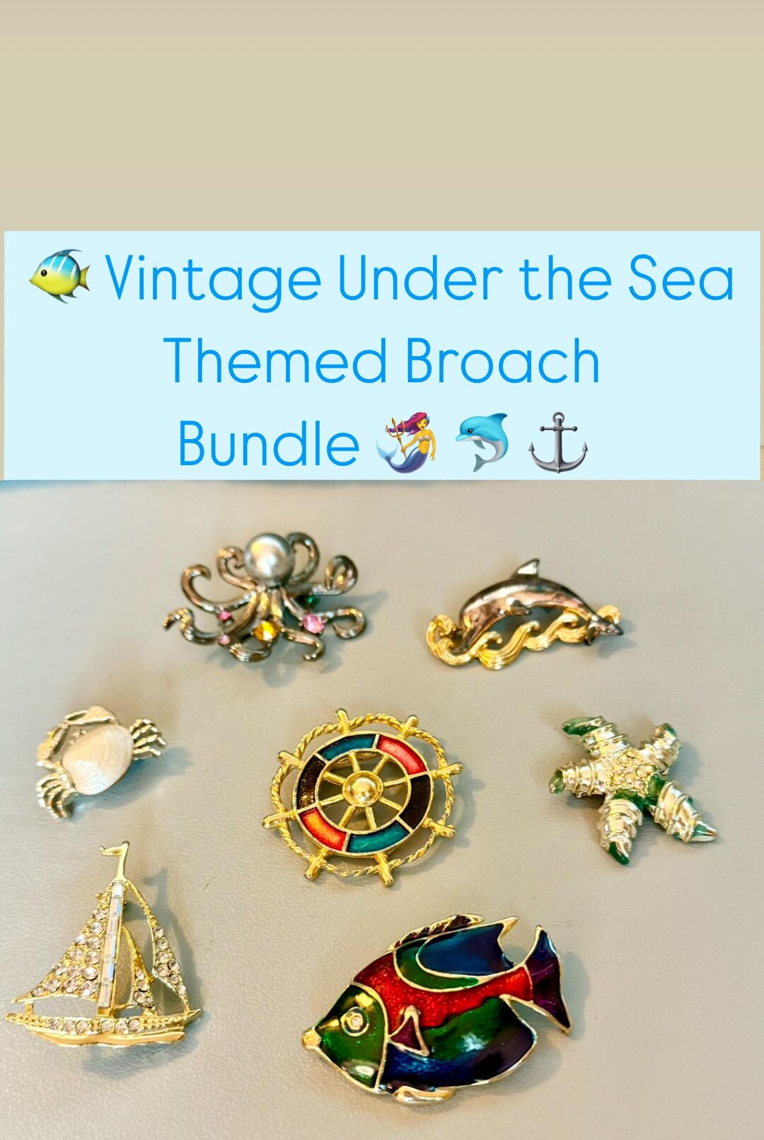 Vintage Under the Sea Themed Broach Brooch Pin Bundle Gift Set - Etsy