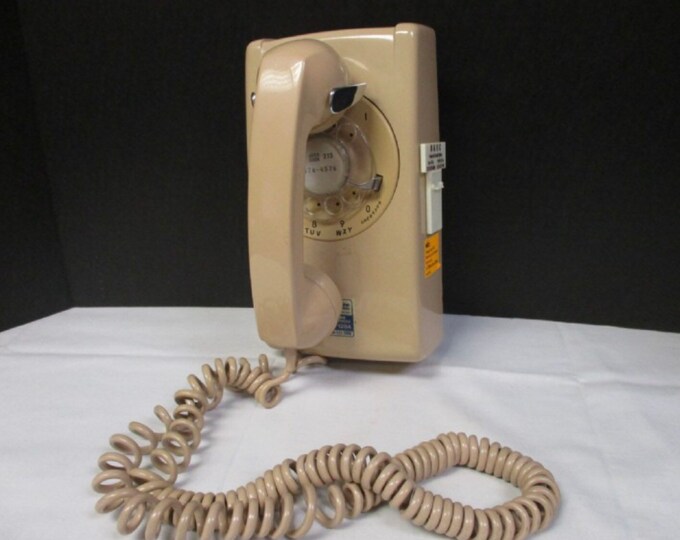 Vintage Rotary Wall Phone Creamy Beige - Etsy