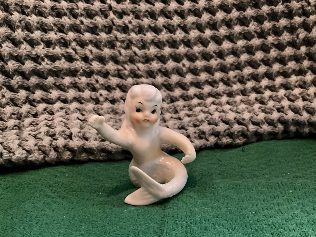 Vintage Kelvin Industries Mermaid Bisque Ceramic Candle Holder Hugger ...