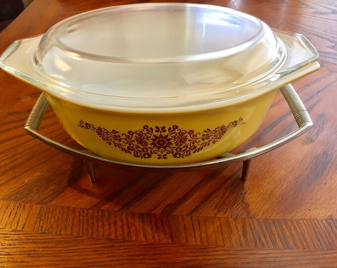 Pyrex Golden Garland 1 1/2 QT Casserole Dish With Lid and - Etsy