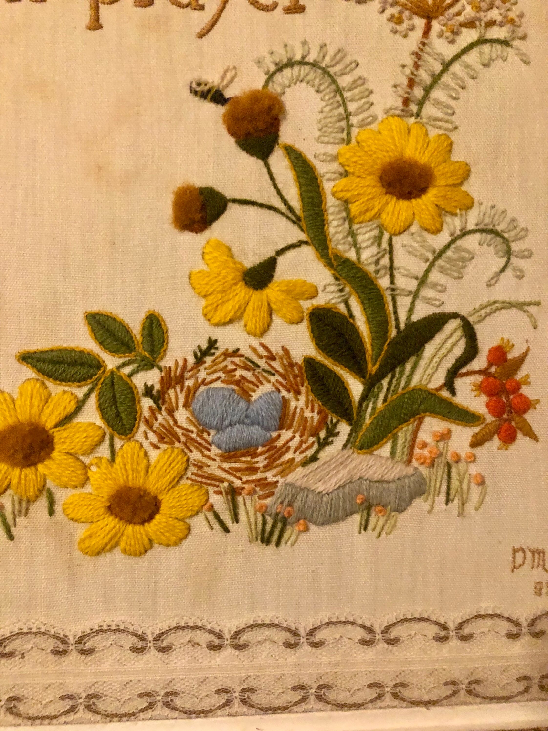 Large Beautiful Crewel Framed Embroidery Yarn Artwork - Etsy