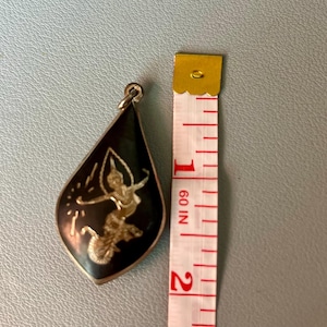 Vintage Sterling Silver Siam Thai Goddess Dancer Teardrop Double Sided ...