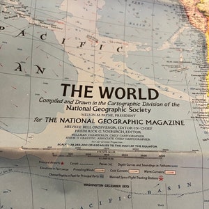 Vintage Large National Geographic the World Map, 1970 - Etsy
