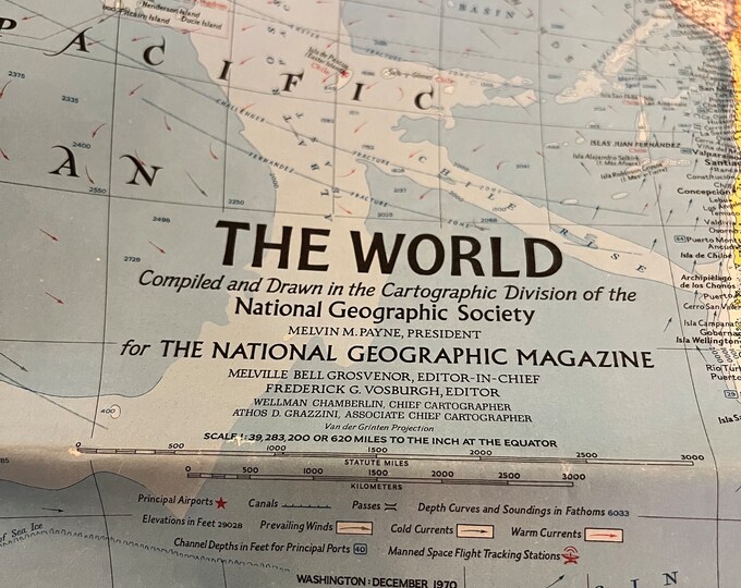 Vintage Large National Geographic the World Map, 1970 - Etsy