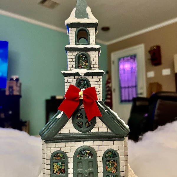 Lighted Ceramic Church - Etsy