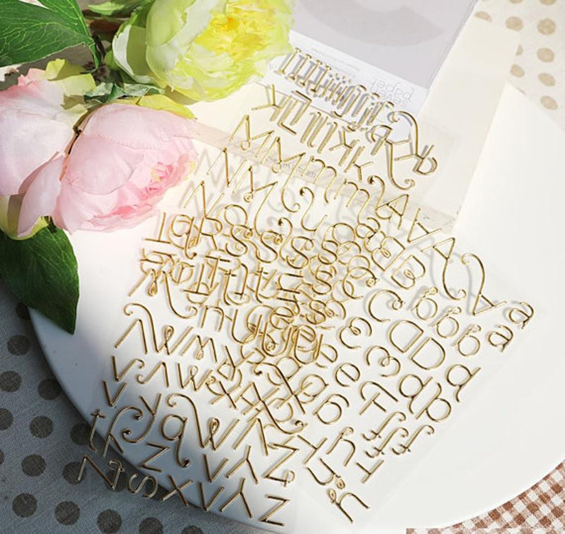 147 pcs 3D puffy alphabet letter sticker gold letter decal | Etsy