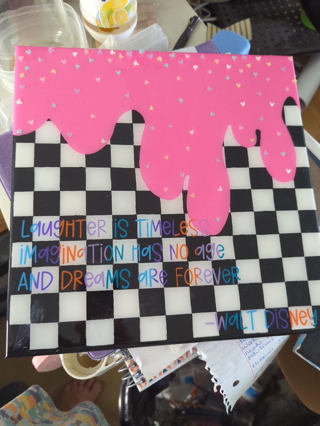 Checkerboard Resin Painting | Pink Slime Drip Pop Art, 12x12 - Etsy