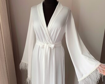 Floor Length Robe Bridal Kimono Wedding Robe Long Satin - Etsy UK