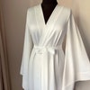 Long Bride Robe With Train, Wedding Bride Robe, White Dressing Gown ...