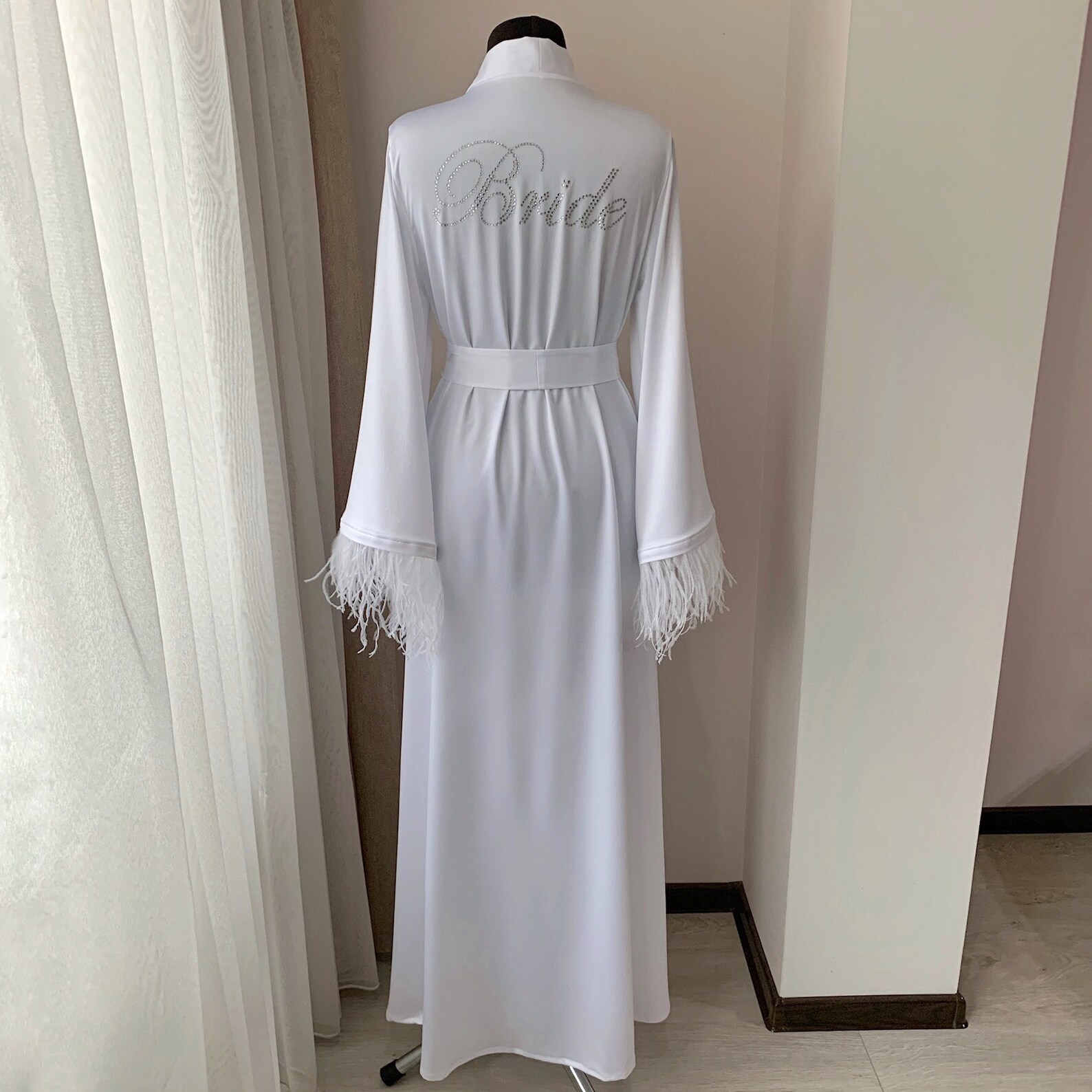 Feather Robe Long Bridal Robe Ostriches Feathers Robe - Etsy