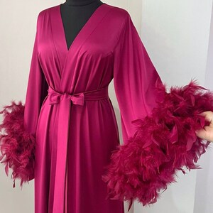 Feather Robe Long, Robe With Feathers, Bridal Robe With Train, Feather ...