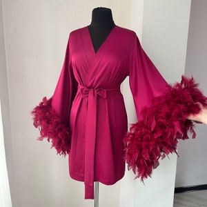 White Feather Robe, Bridal Robe With Feathers, Wedding Day, Bride Robe ...