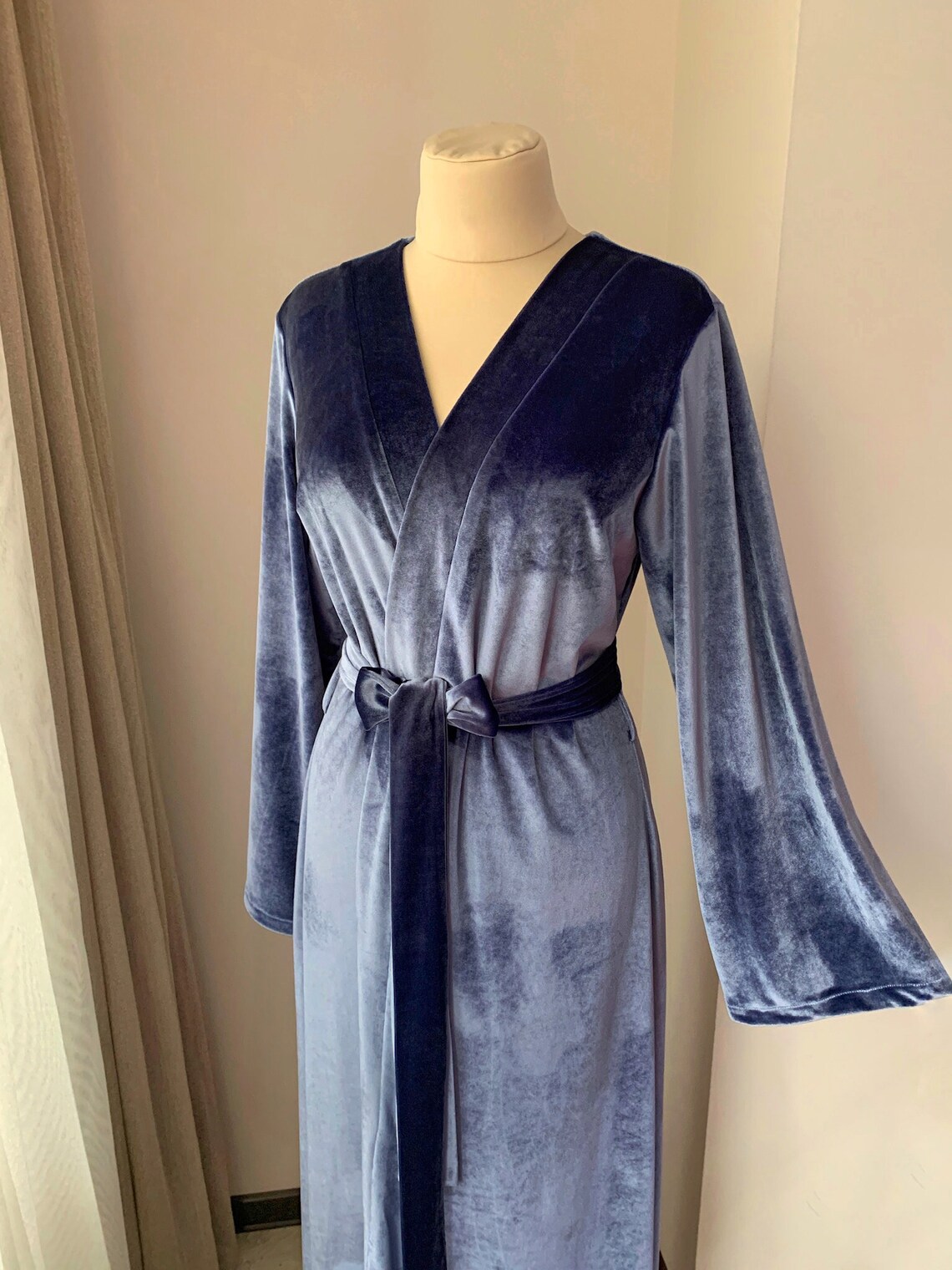 Velvet Robe Women's Blue Velvet Robe Long Bridal Robe - Etsy