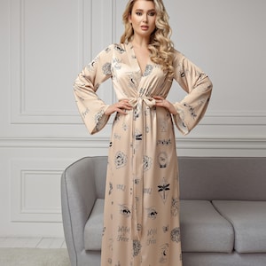 Floor Length Robe, Long Satin Robe, Long Bridesmaid Robe, Wedding Robe ...