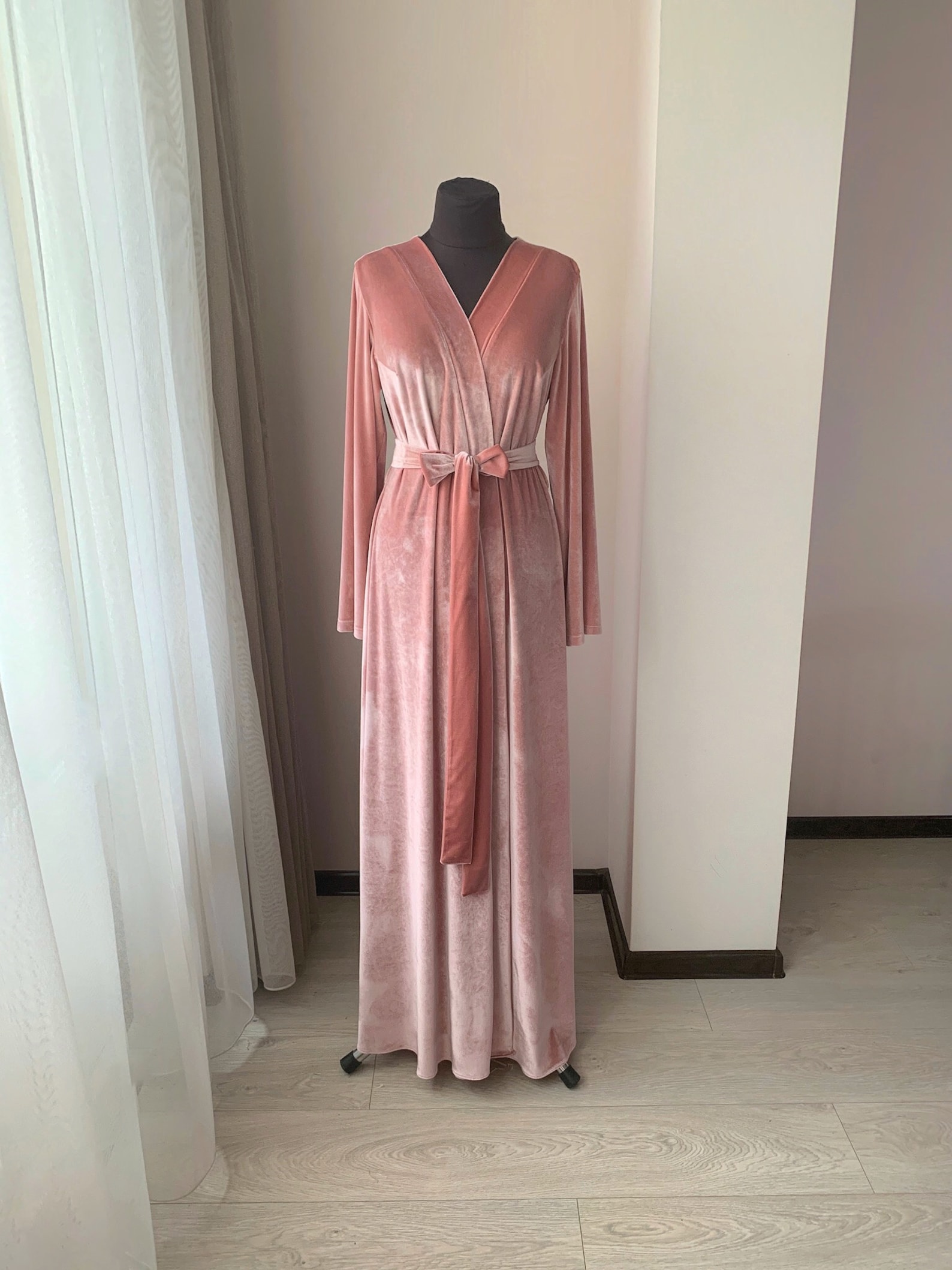 Velvet Robe Long Floor Length Robe Stretch Velvet Long - Etsy