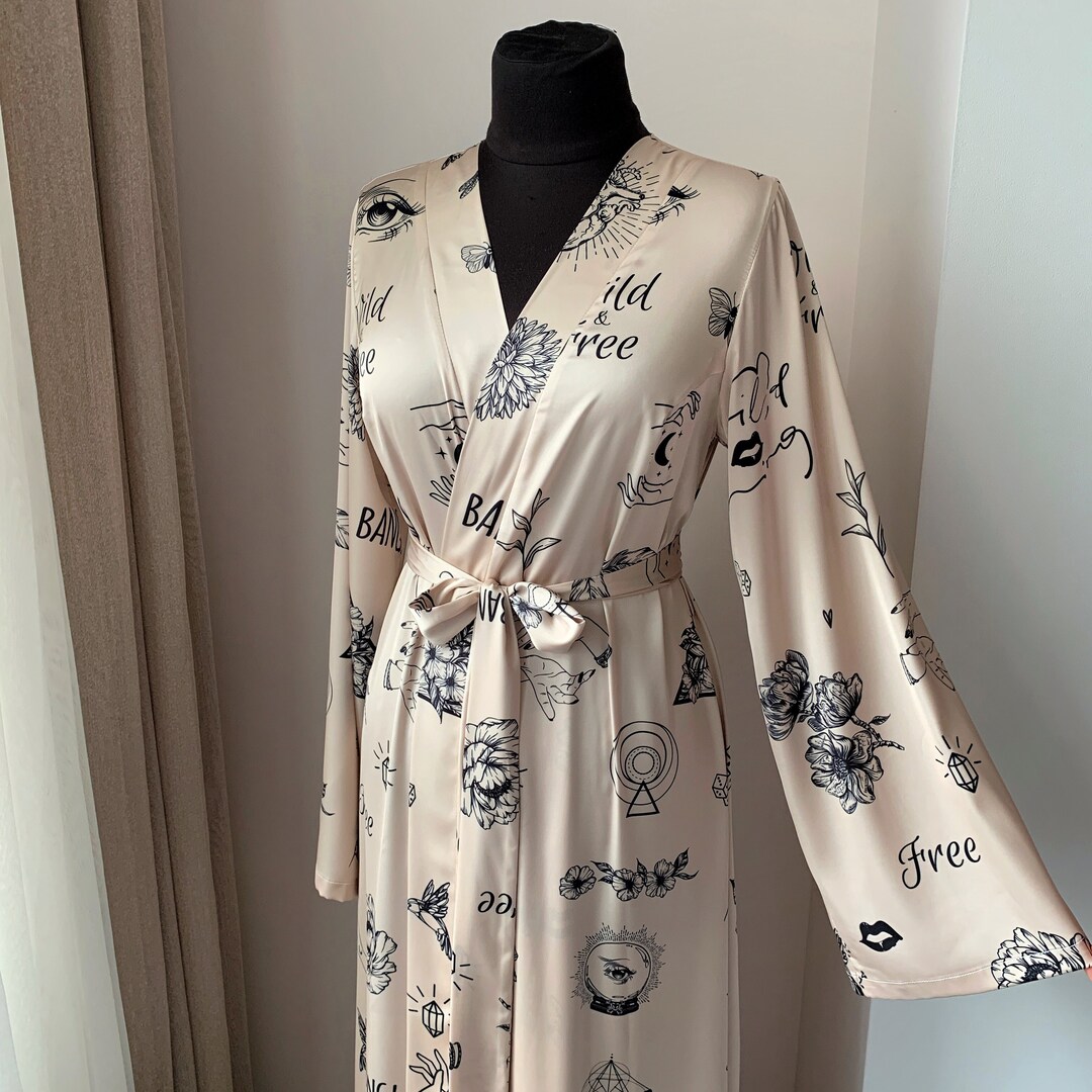 Floor Length Silk Robe: Long Satin Dressing Gown - Etsy