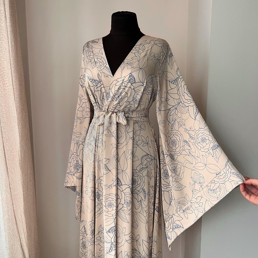 Floor Length Robe, Kimono Robe Women, Ankle Length Robe, Long Satin ...