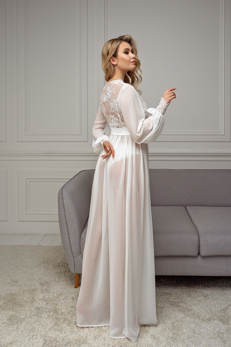 Long Lace Bridal Robe Boudoir Robe Sheer Bridal Robe Maxi - Etsy