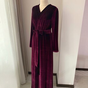 Velvet Long Robe Burgundy Robe Long Bridal Robe Velour Long | Etsy