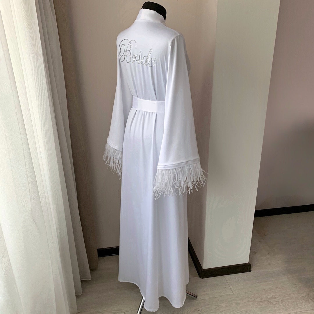 Feather Robe, Long Bridal Robe, Ostriches Feathers Robe, Lingerie Robe ...