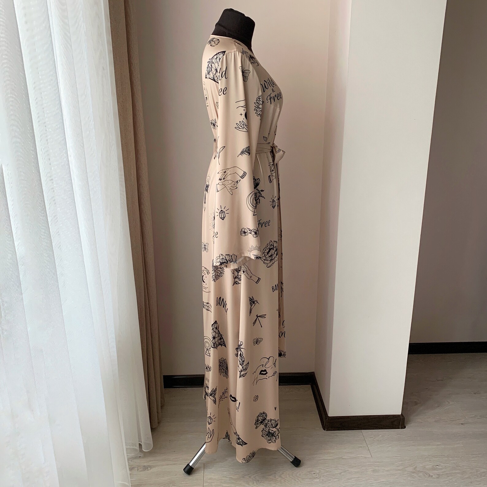 Long satin robe floor length robe long dressing gown | Etsy