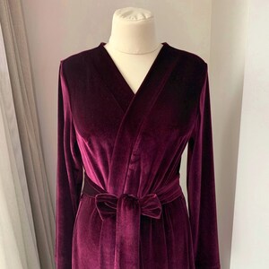 Velvet Long Robe Burgundy Robe Long Bridal Robe Velour Long | Etsy
