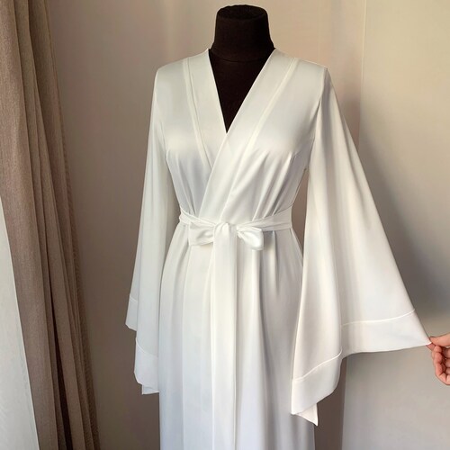 Floor Length Robe Bridal Kimono Wedding Robe Long Satin - Etsy