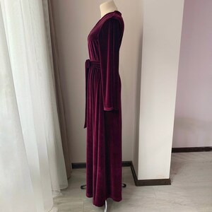 Velvet Long Robe Burgundy Robe Long Bridal Robe Velour Long | Etsy