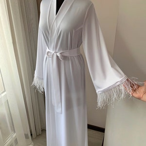 Feather Robe, Long Bridal Robe, Ostriches Feathers Robe, Lingerie Robe ...