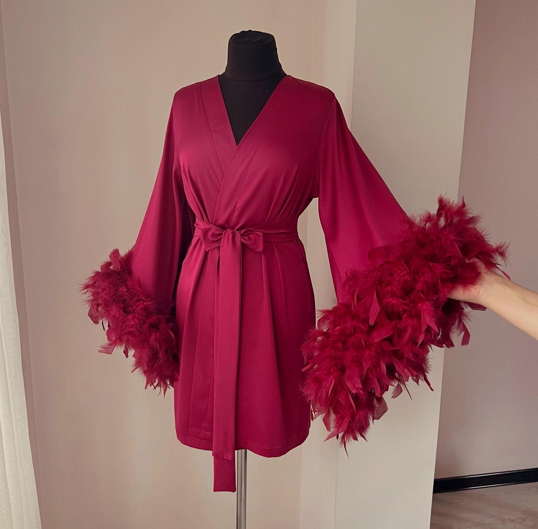 Feather Robe Bride, Bridal Robe, Wedding Robe, Feather Robe Bridesmaid ...