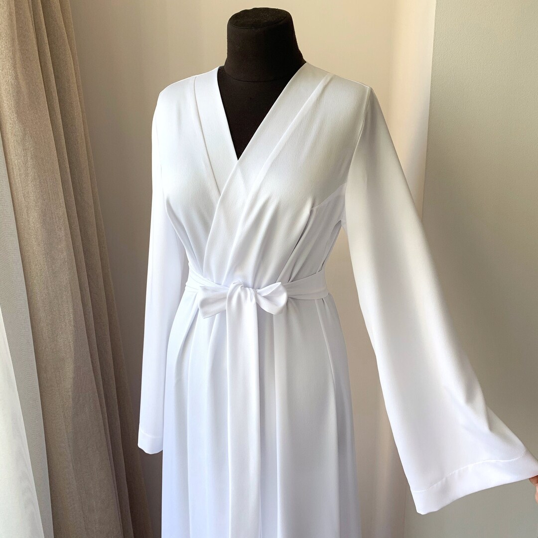Maxi Bridal Robe, White Long Bride Robe, Floor Length Robe, Wedding Day ...