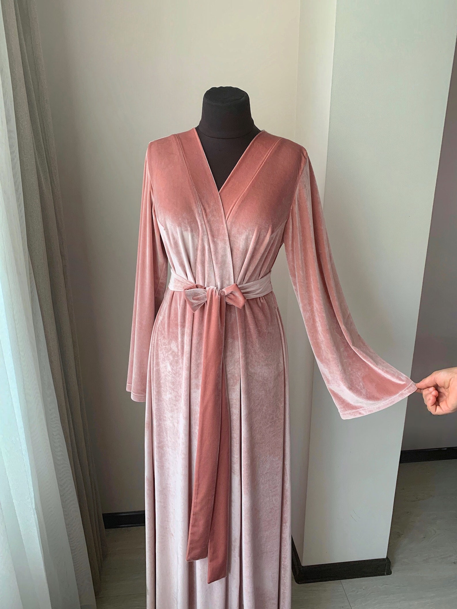 Velvet Robe Long Floor Length Robe Stretch Velvet Long - Etsy