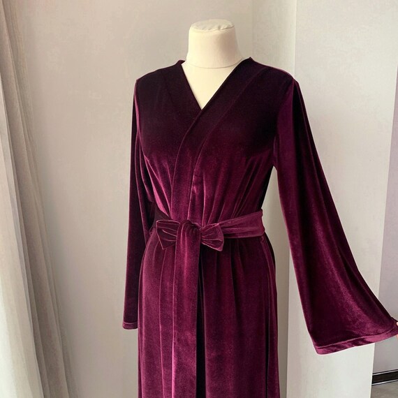Velvet Long Robe Burgundy Robe Long Bridal Robe Velour Long | Etsy