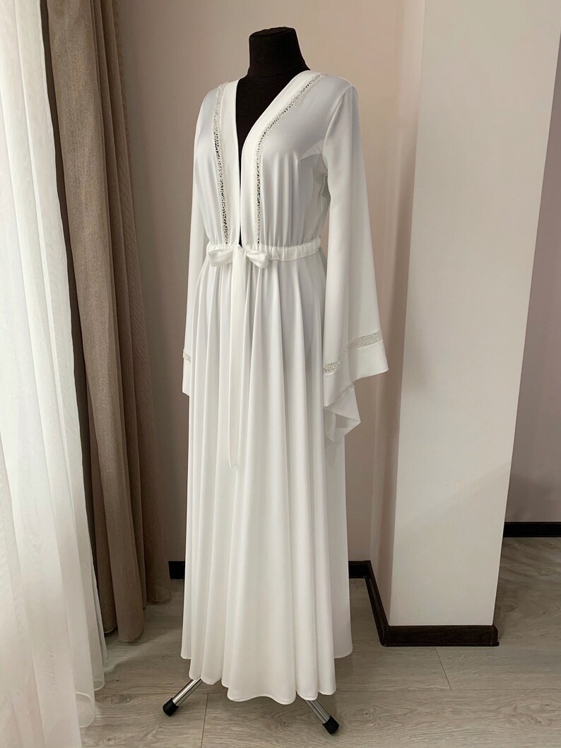 Long Bridal Robe With Beads Floor Length Robe Maxi Bridal - Etsy