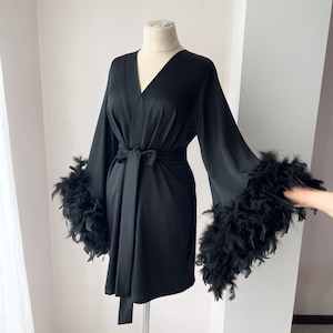 White Feather Robe, Bridal Robe With Feathers, Wedding Day, Bride Robe ...