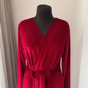 Velvet Robe Long, Red Robe Women, Floor Length Robe, Velour Long Robe ...