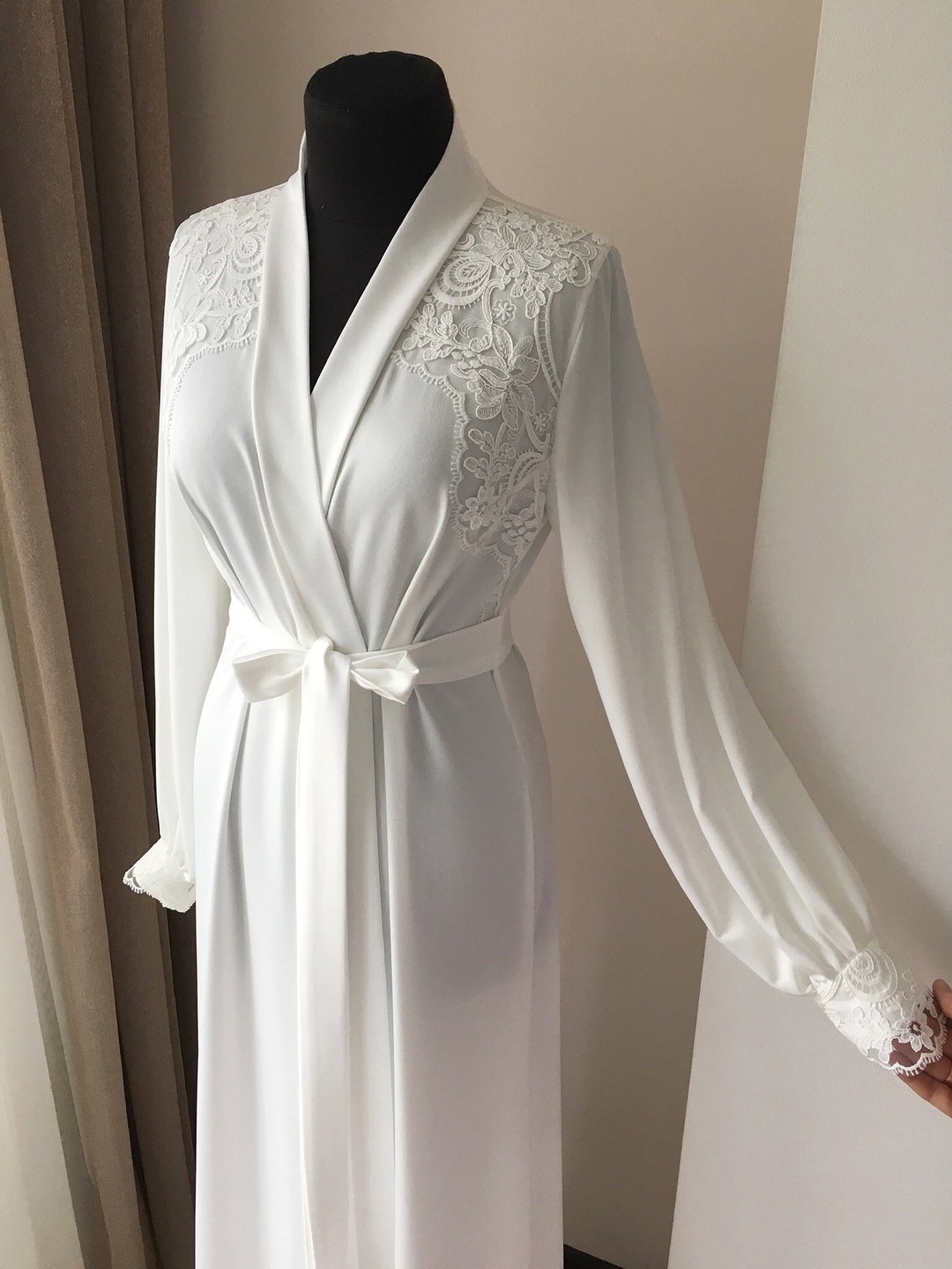 Lace Bridal Robe, Long Bridal Robe, Wedding Robe for Bride, Lace Maxi ...