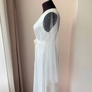 Long Bridal Robe, Ivory Pearl Tulle Robe, Maxi Bridal Robe, Wedding Day ...