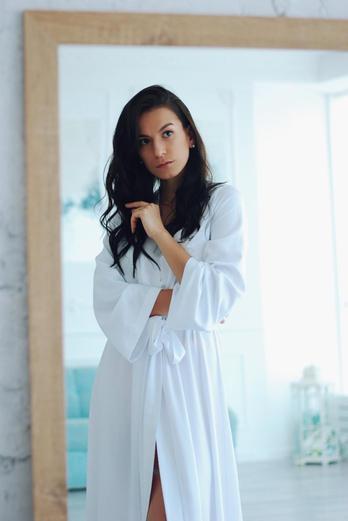 Floor Length Robe Long White Bridal Robe Wedding Kimono Robe | Etsy